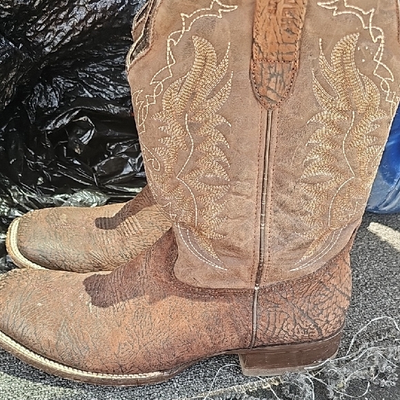 Shoes | Tan Suede Western Cowboy Boots With Decorative Stitching | Poshmark